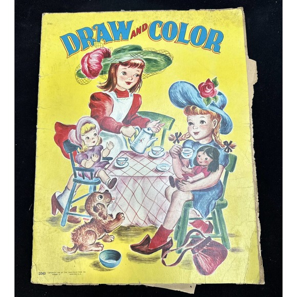Accents | Vintage Saalfield 1949 Draw And Color Coloring Book 240 Used ...